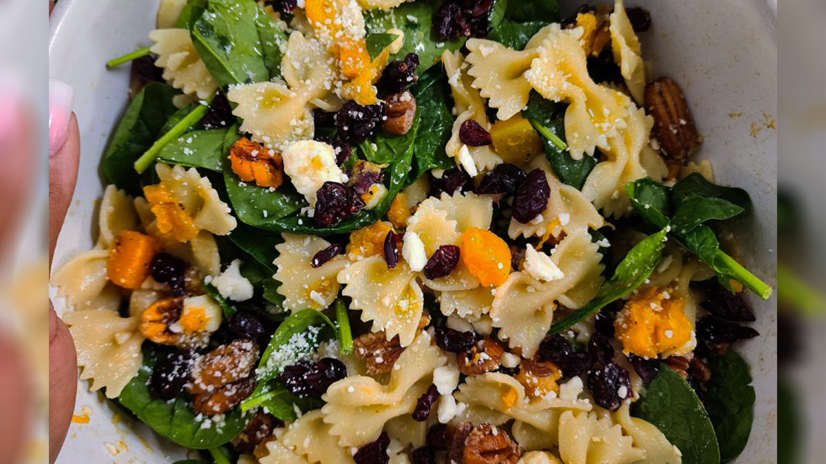 Recipe: Fall Pasta Salad with Roasted Butternut Squash & Maple Dressing